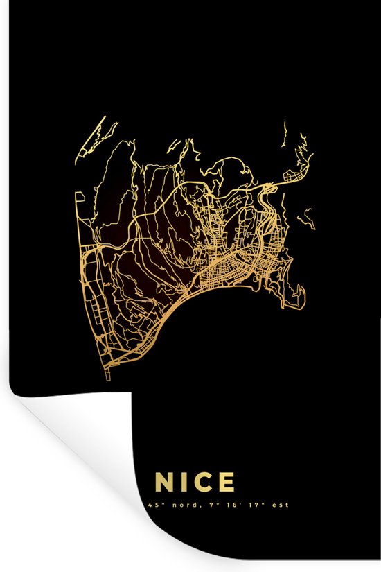 Muurstickers - Sticker Folie - Nice – Frankrijk – Stadskaart – Kaart ...