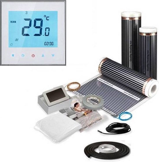 10,0M² 1500 Watt Vloerverwarming elektrisch onder laminaat, hout, pvc ...