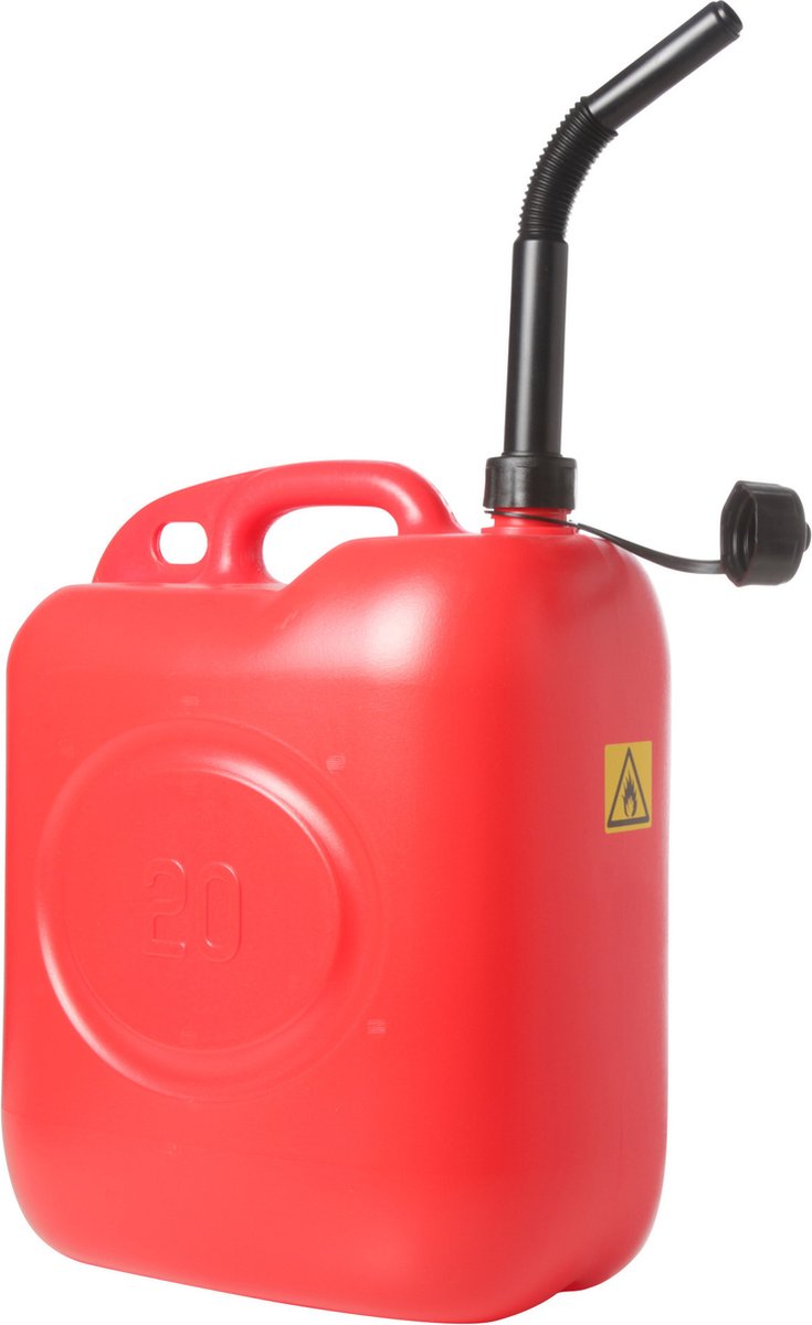 Jerrycan rood voor olie en brandstof van 20 liter met een handige grote ...