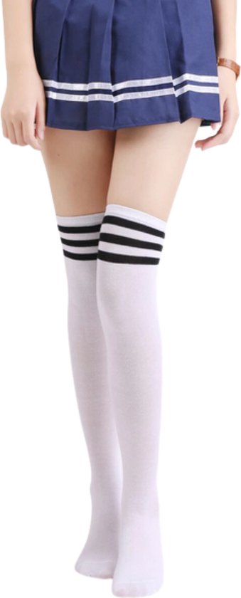 Set overknee kousen - zwart/wit - schoolgirl - lolita - lapdance ...