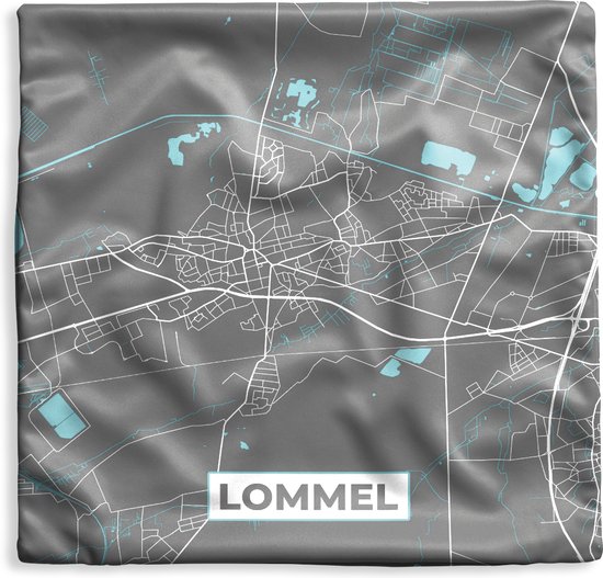 Kussenhoes 40x40 cm - Stadskaart – Grijs - Kaart – Lommel – België ...