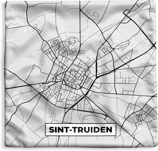 Kussenhoes 45x45 Cm Stadskaart Plattegrond België Zwart Wit Sint Truiden