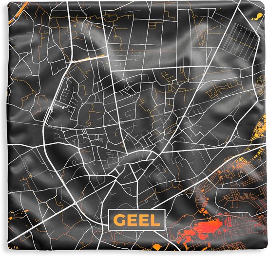 Kussenhoes 45x45 cm - Stadskaart - Geel - Kaart - Plattegrond - Goud ...