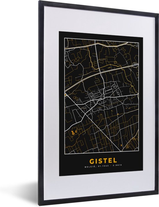 Fotolijst incl. Poster - Gistel - Plattegrond - Kaart - Goud ...
