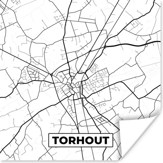 Poster Zwart Wit – België – Plattegrond – Stadskaart – Kaart – Torhout ...