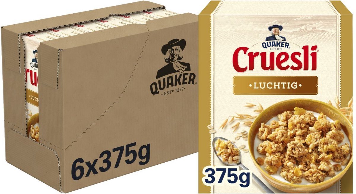 Cruesli Luchtig Naturel Ontbijtgranen XL Doos 6x Pakken van 375 gram ...