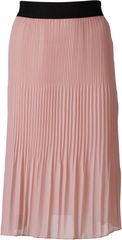 Dames plisse rok uni met elastische brede tailleband - oudroze - kort ...