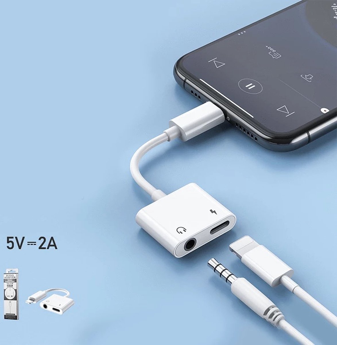 Splitter iPhone - Lightening Adapter - 2 in 1 audio lightening - Apple ...
