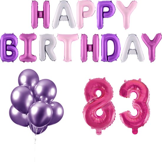 83 jaar Verjaardag Versiering Ballon Pakket Pastel & Roze | bol