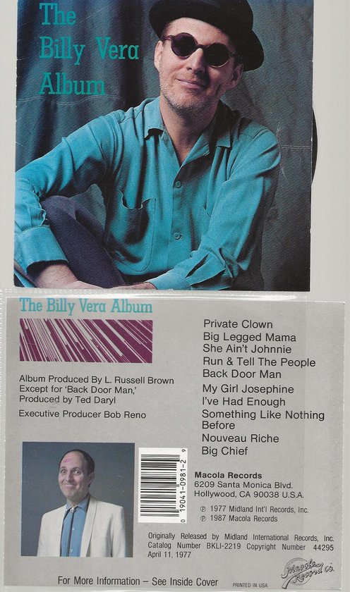 Billy Vera Album, Billy Vera | CD (album) | Muziek | bol.com
