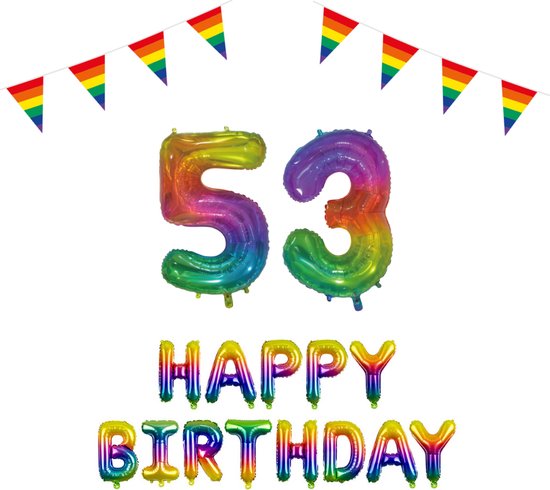 53 jaar Verjaardag Versiering Pakket Regenboog | bol