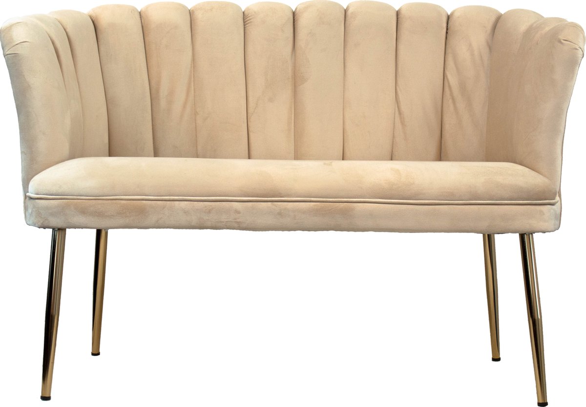 Furnilux Velvet Schelp Fluweel 2 zits bank op gouden poten | bol.com