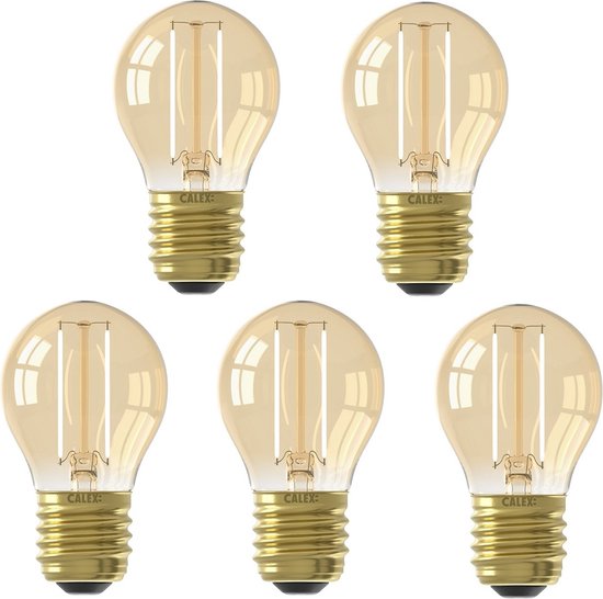 5 stuks Calex LED Kogellamp E27 2W 136lm 2100K Goud Niet dimbaar P45 | bol