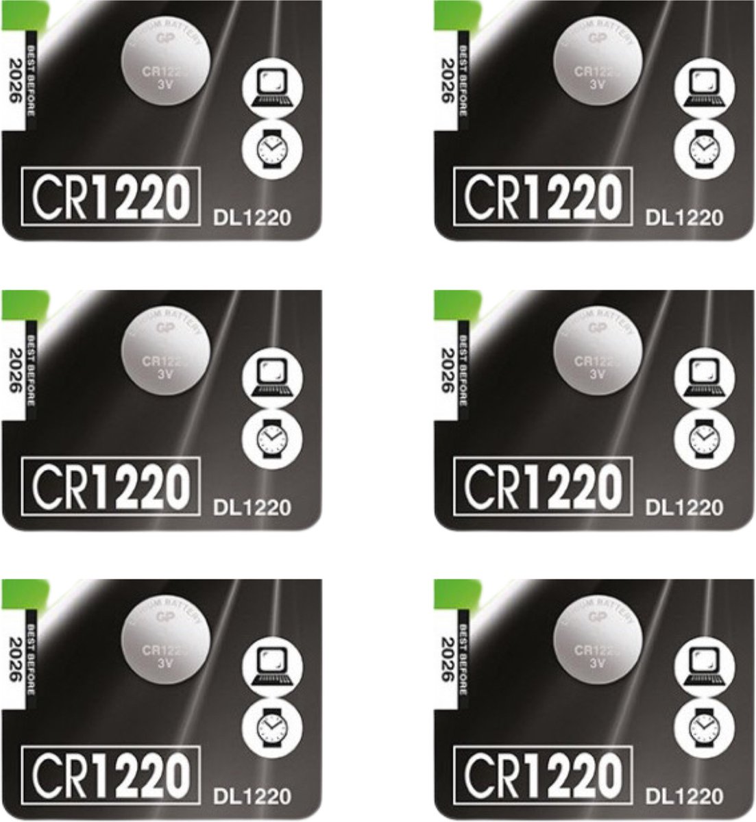 GP Batterij CR1220 - Knoopcel - Lithium - 3Volt - 6 STUK(S) | bol.com