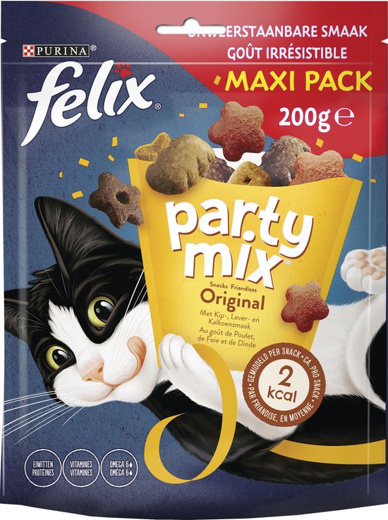 Felix Party Mix Original - Kattensnacks - Kip, Kalkoen, Lever - 5 x ...