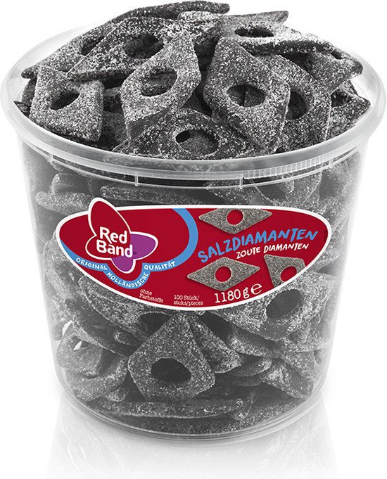 Red Band Zoute Diamanten 1 pot à 100 stuks - Zacht snoep - Zoute drop ...