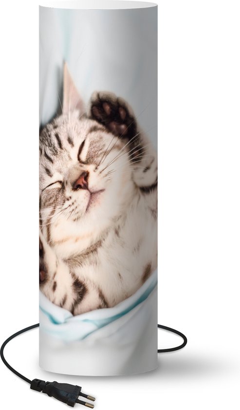 Lampe - Veilleuse - Lampe de table chambre - Chaton - Sommeil - Lit ...