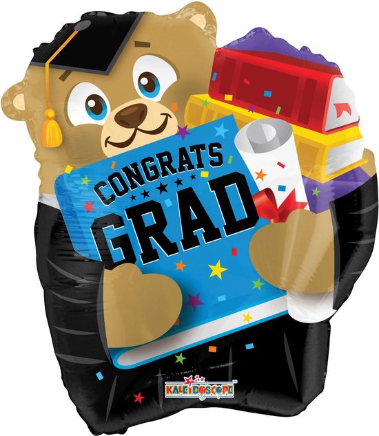 Helium Ballon Versturen “Congrats Grad” Geslaagd Beer - Gevuld met ...