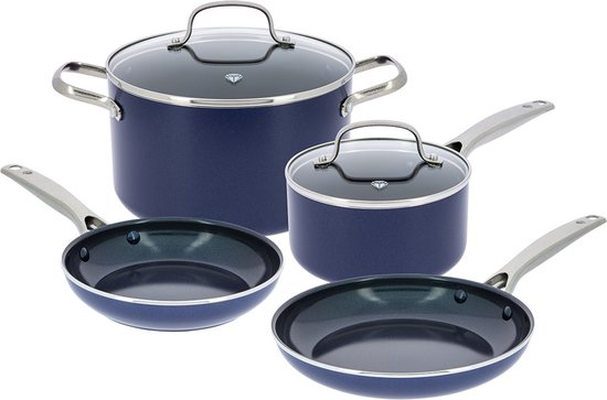 Blue Diamond - 6 delige pannenset – Keramische Diamante coating – alle ...