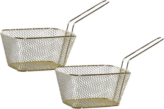 1x stuks patat/snack serveermandjes/frietmandjes goud 24 cm - Patat ...