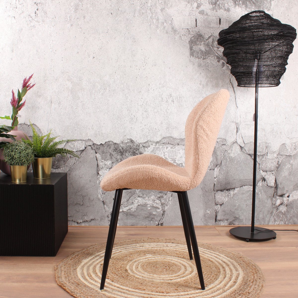 Giulia eetkamerstoel teddy - stoel - boucle - lichtbruin - set van 4 ...