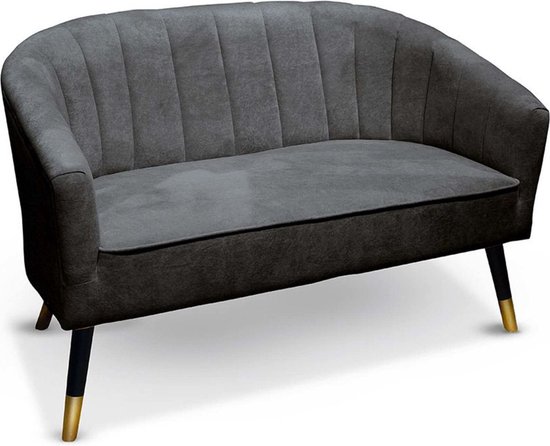 Zitbank "Vesuv" - 2 zits - velvet grijs - modern bankstel - B 128cm ...