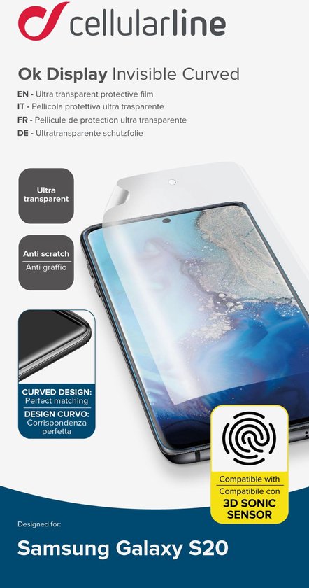 Cellularline - Screenprotector Samsung Galaxy S20 - Telefoon ...