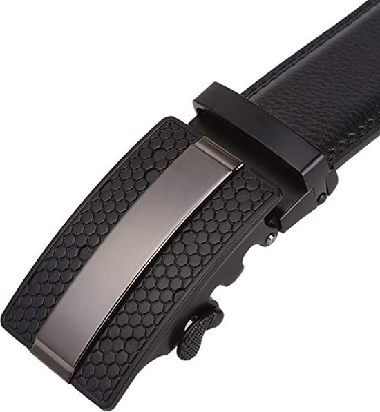 Witte lederen riem zonder gaatjes met automatische gesp voor heren ...