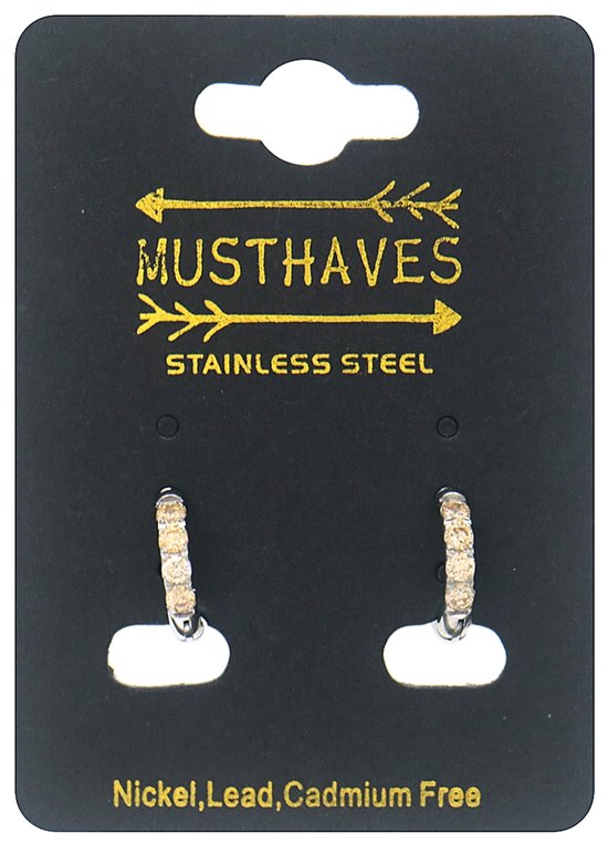 Oorringen met Zirkonia - RVS - 12 mm - Zilverkleurig en Champagne | bol