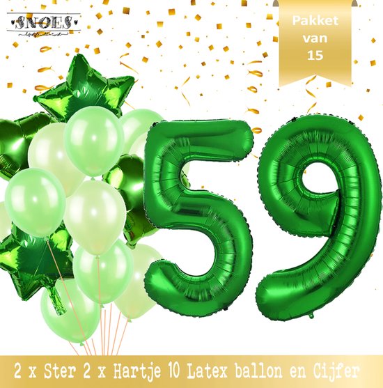 Cijfer Ballon 59 Jaar Groen Forrest Green Boeket * Hoera 59 Jaar ...