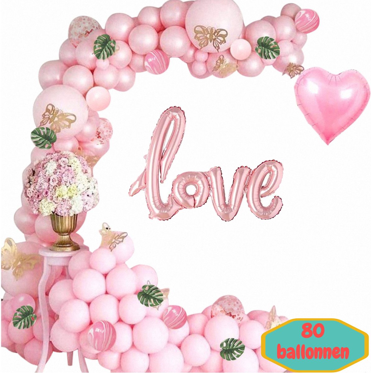 Baloba® BallonnenBoog Roze met Love Folie Ballon - Valentijn Versiering ...