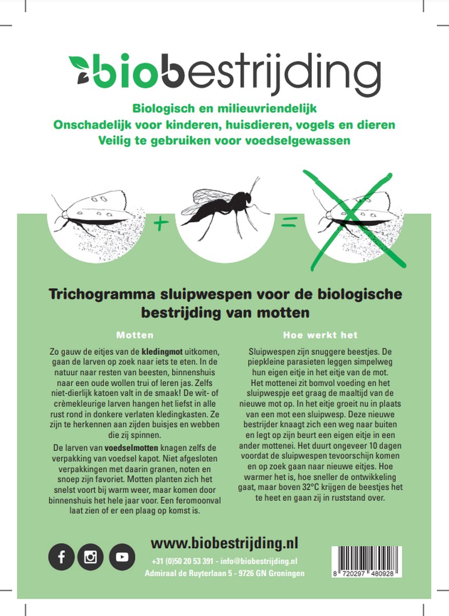 Motten op natuurlijke wijze tegengaan met 2000 sluipwespen eitjes ...