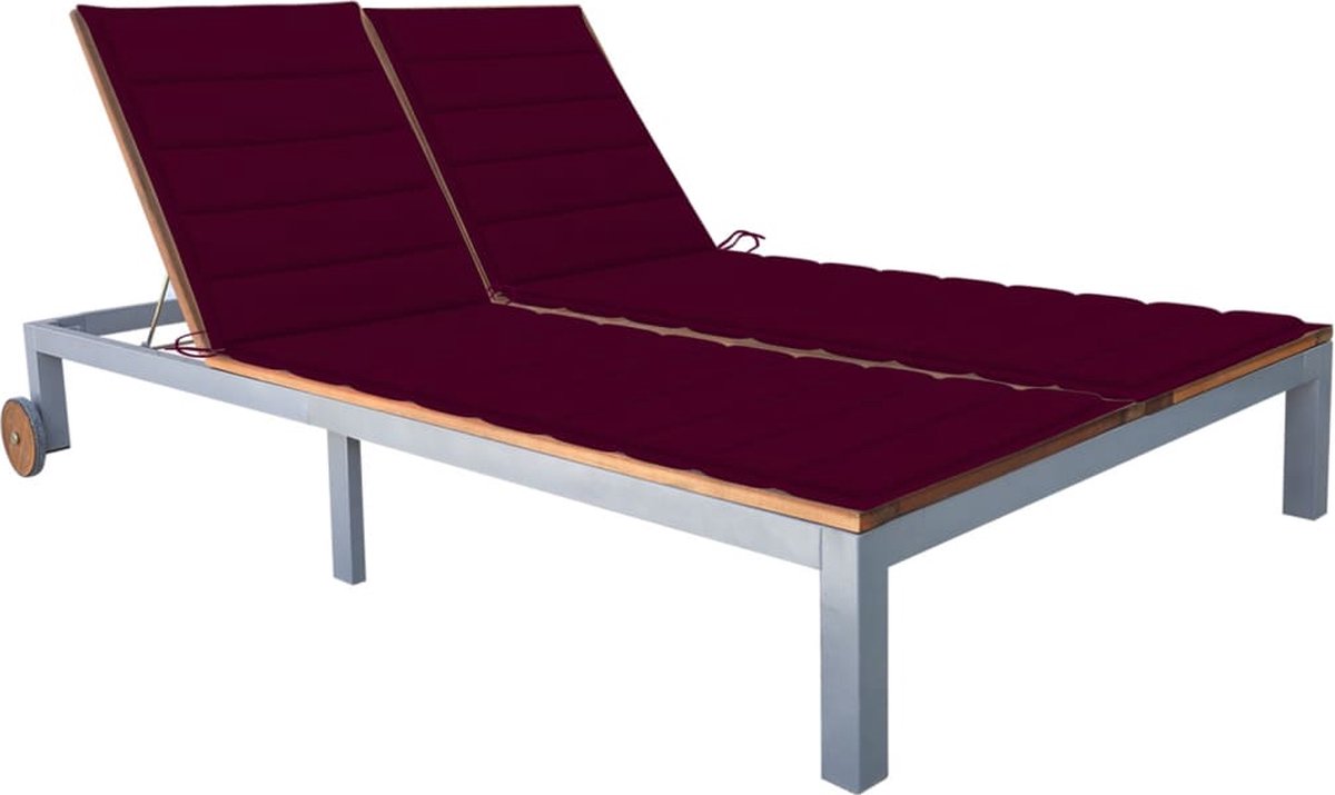 Decoways - Ligbed 2-persoons met kussen massief acaciahout en staal ...