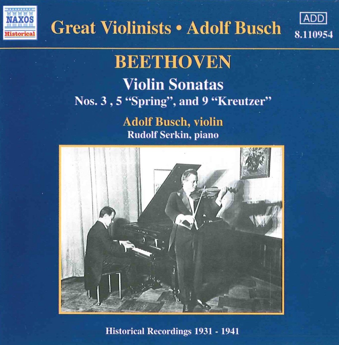 Adolf Busch & Rudolf Serkin - Beethoven: Violin Sonatas Nos. 3, 5 & 9 (CD), Adolf... | bol.com