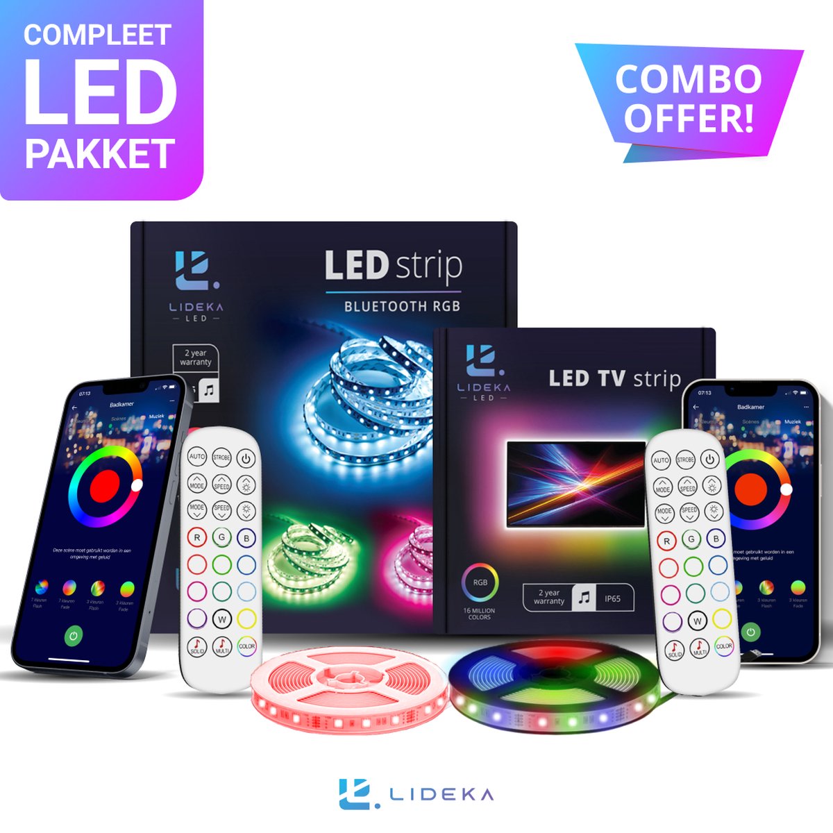 Lideka® - LED Light - 3 Meter + TV strip 3M - RGB Lights - met Afstandsbediening -... | bol.com