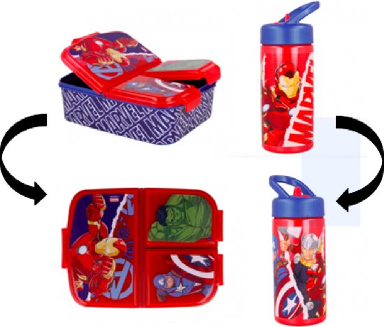 Marvel Avengers multi brooddoos / broodtrommel + drinkfles | bol