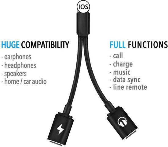 Adapter Usb C naar 3,5mm jack audio en lightning splitter Aux - 2 in1 ...