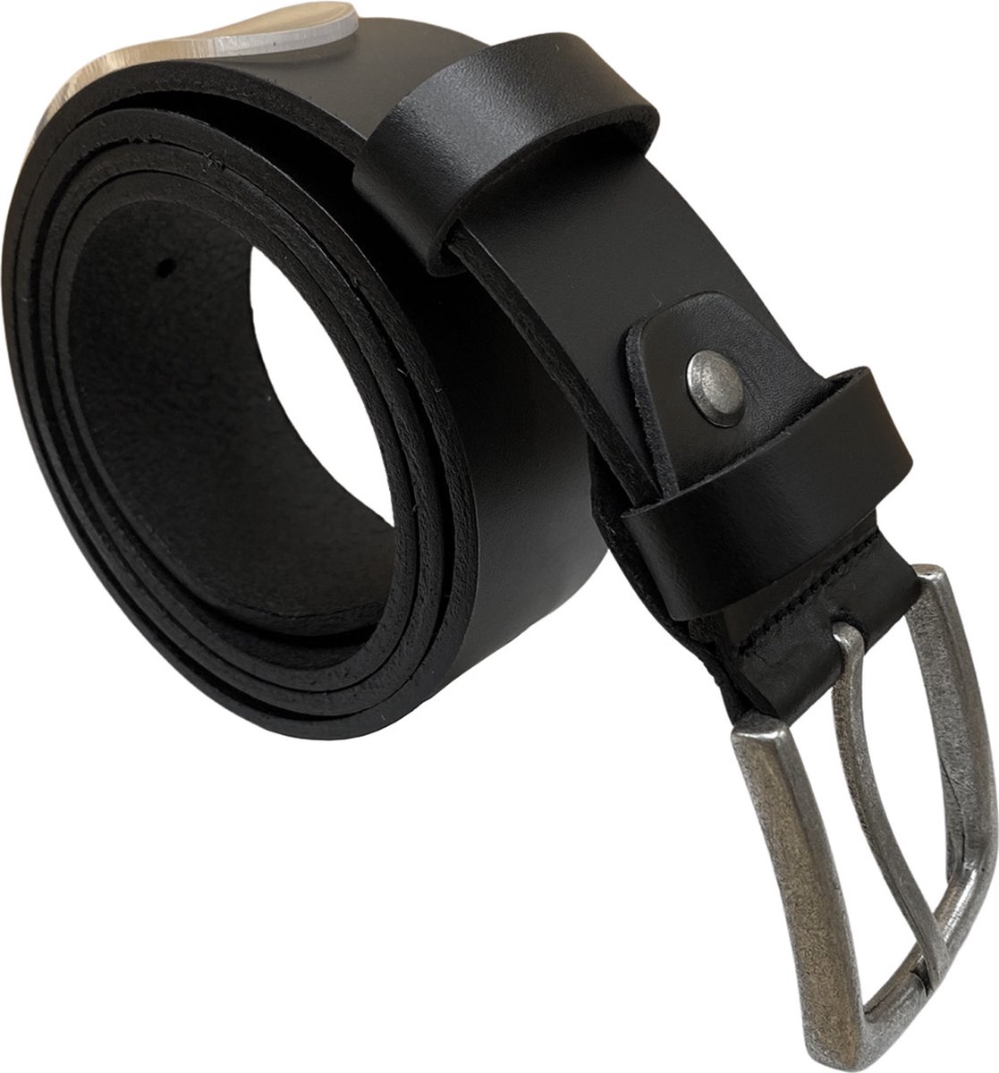 4 cm brede zwarte riem - Heren riem - Dames riem - zwart leer ...