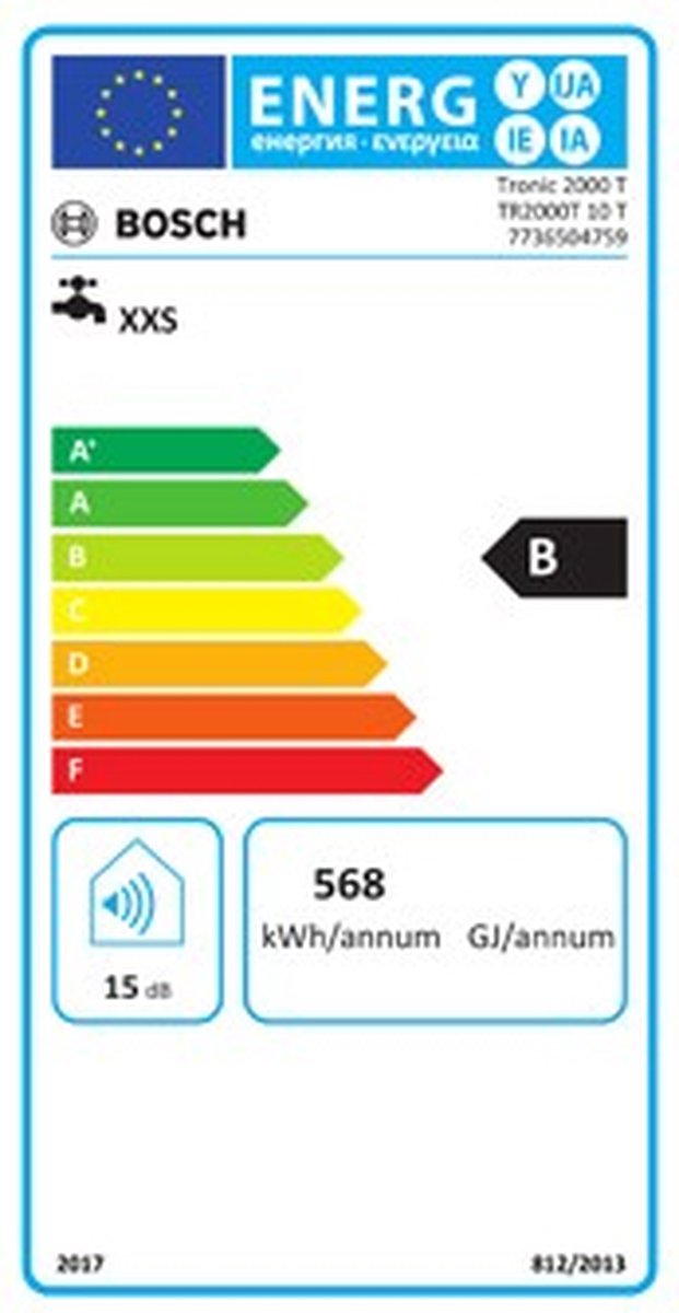 Nefit-Bosch Tronic 2000 T/B elektrische boiler 10L 40,6 x 37,2 x 25,7 ...