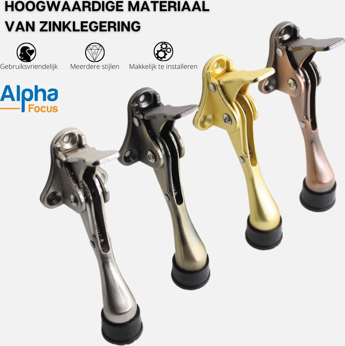 Deurstopper - Black - Kick down deurstop binnen buiten - Deurbuffer ...