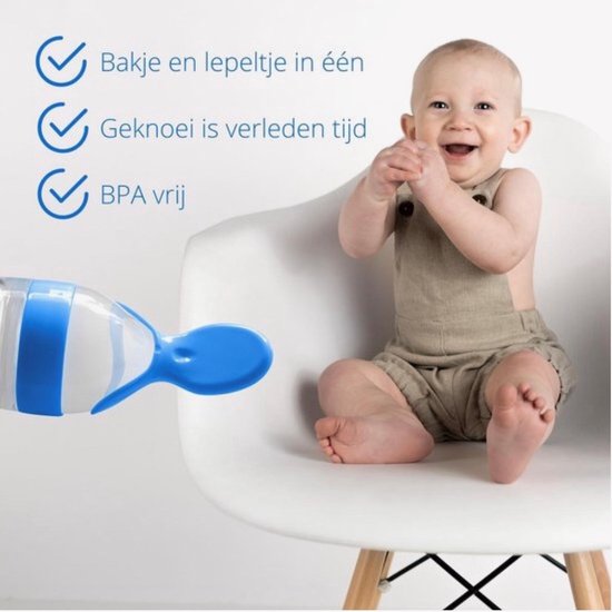 Baby fles met lepel- Blauw- 90ml | bol.com