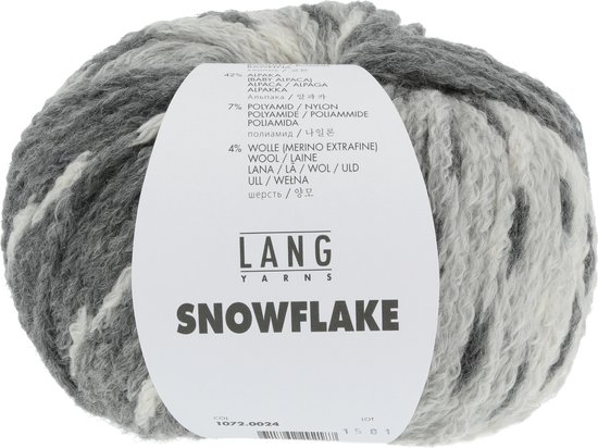 Lang Yarns Snowflake - kleur zwart/wit - 1072.0024 - 50 gram - 115 ...