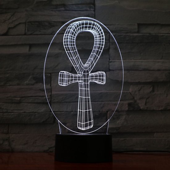 3D Led Lamp Met Gravering - RGB 7 Kleuren - Kruis | bol.com