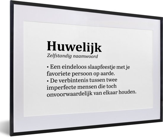 Fotolijst incl. Poster - Trouwen - 'Huwelijk' - Quotes - Spreuken ...