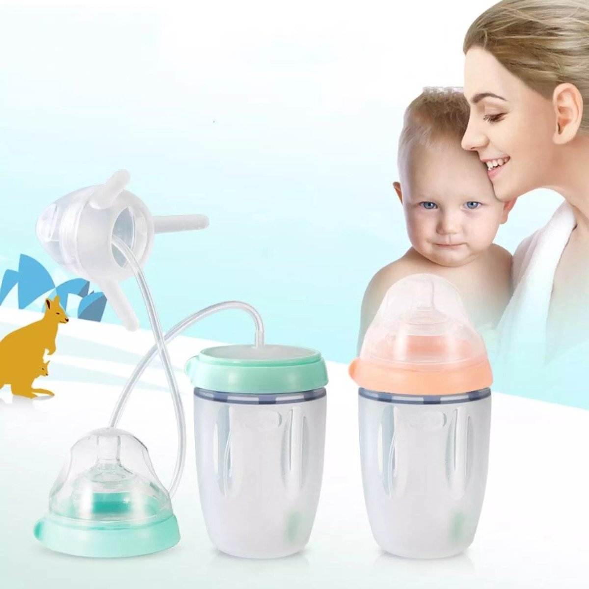 Siliconen babyfles / Hands free babyflesje in één – Switch de fles – 2 ...
