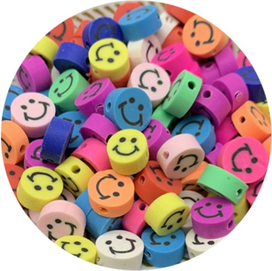 30 stuks smiley kralen multicolor 10mm | bol.com