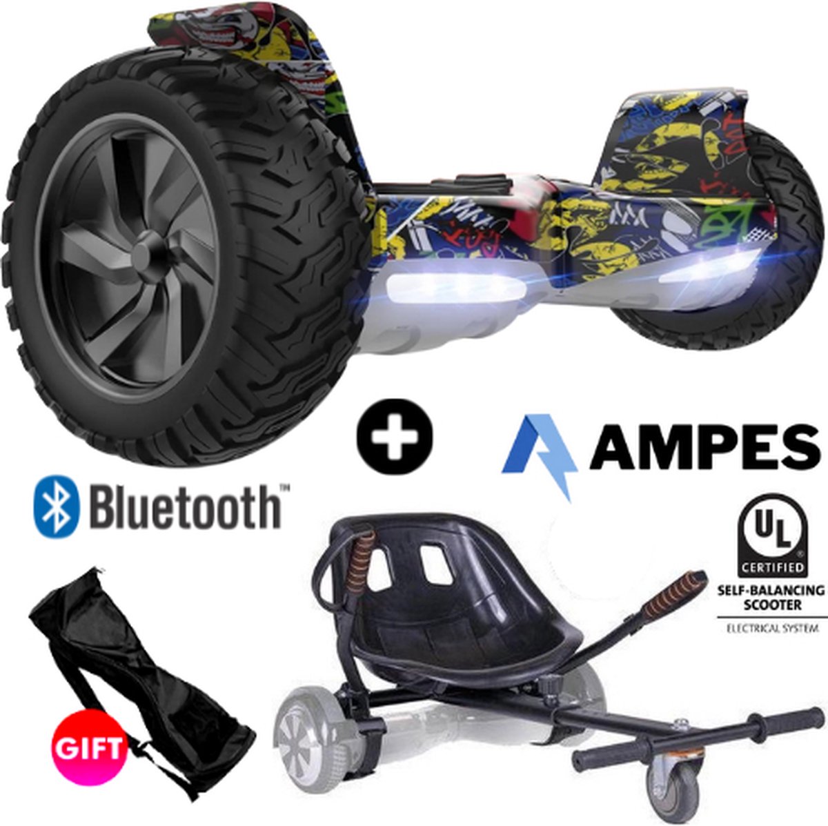 Evercross Challenger Hoverboard Hiphop + Hoverkart zwart | bol.com
