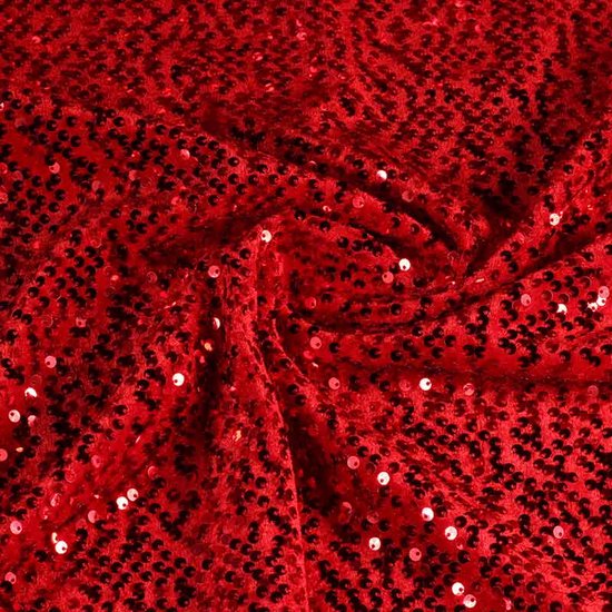 Velvet stof stretch rood met pailletten 2 meter | bol