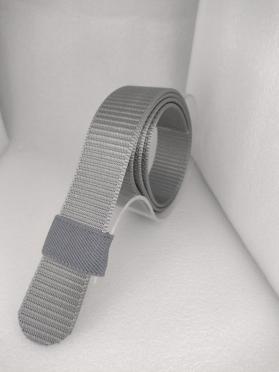 RR21-92.130z : Nylon gewoven riem, witzilver, 130cm (zonder buckle ...