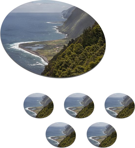 Onderzetters voor glazen - Rond - Azoren - Berg - Water - 10x10 cm - 6 ...